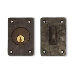 Coastal Bronze [30-265] Solid Bronze Patio Door Deadbolt - Square Plate - Single Cylinder - 2" x ...