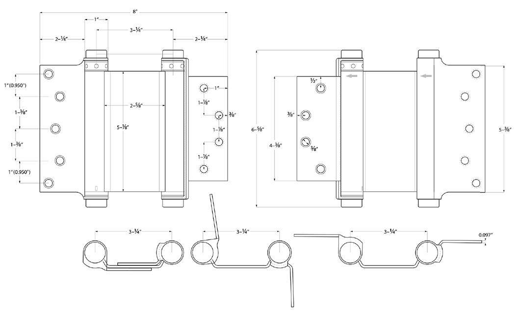 Deltana [DASHS7U32D] Stainless Steel Double Action Saloon Door Spring ...