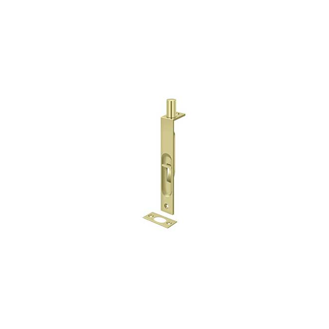 Deltana [6FBS3-UNL] Solid Brass Door Flush Bolt - Polished Brass (Unlacquered) Finish - 6" L ...