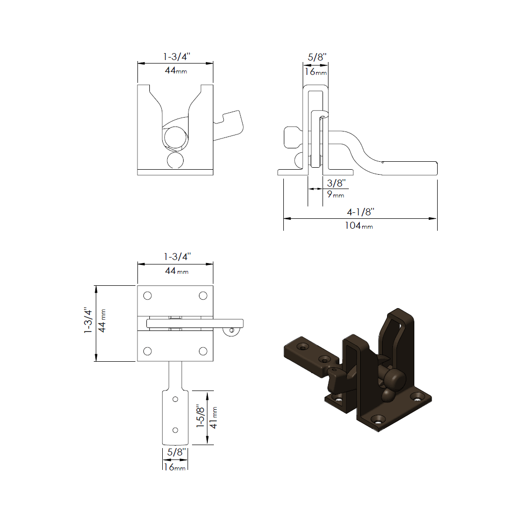 Forever Hardware [F2-200] Bronze Standard Gravity Gate Latch - Straight ...