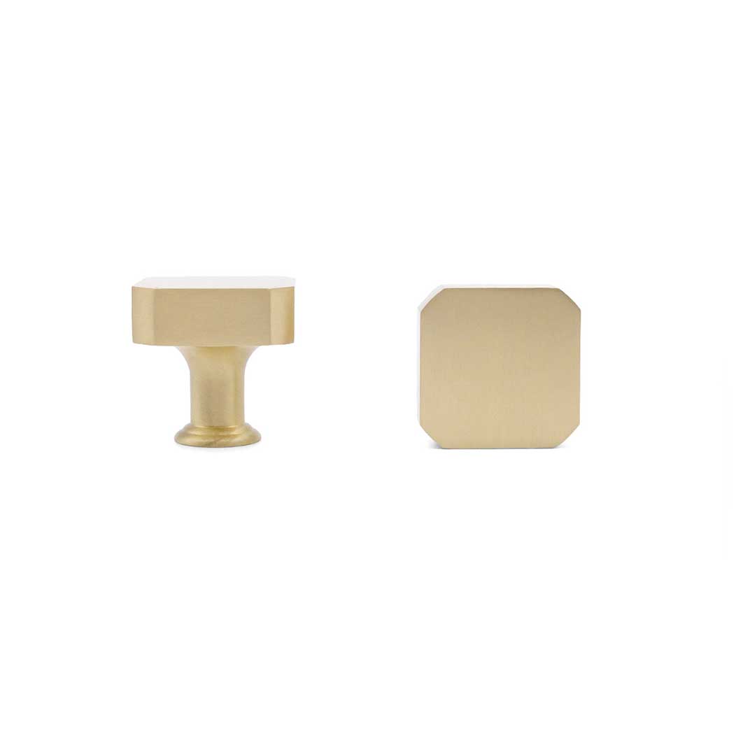 Hapny Home [M28-SB] Solid Brass Cabinet Knob - Mod Series - Satin Brass Finish - 1 3/16" Sq ...