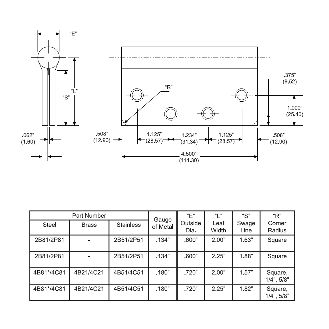 PBB Architectural [4B51800] Stainless Steel Door Butt Hinge - Ball ...