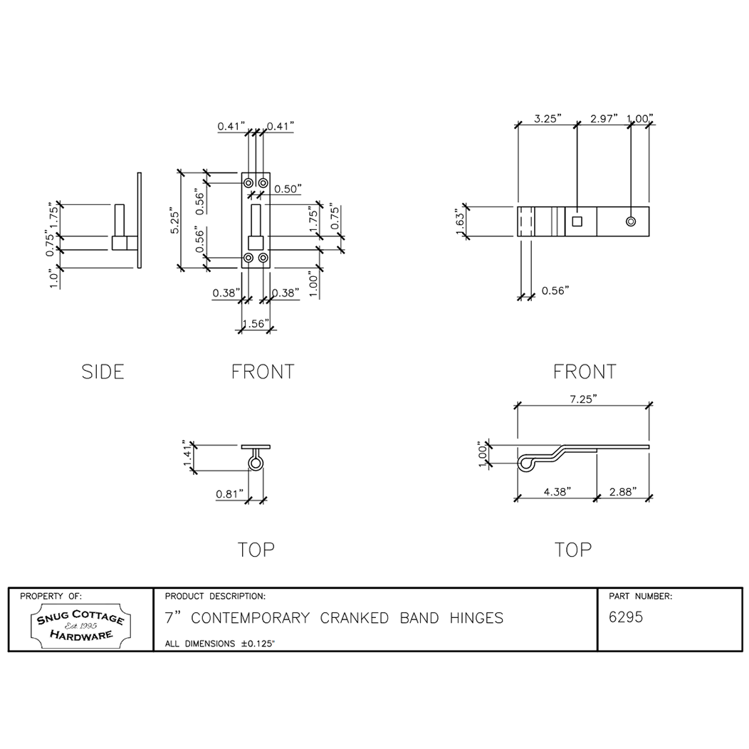 Snug Cottage 6295 07sp Stainless Steel Gate Strap Hinge Set Contemporary Cranked Black