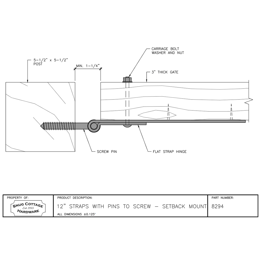Snug Cottage [8294-122] Forged Steel Gate Strap Hinge Set - Strap w ...
