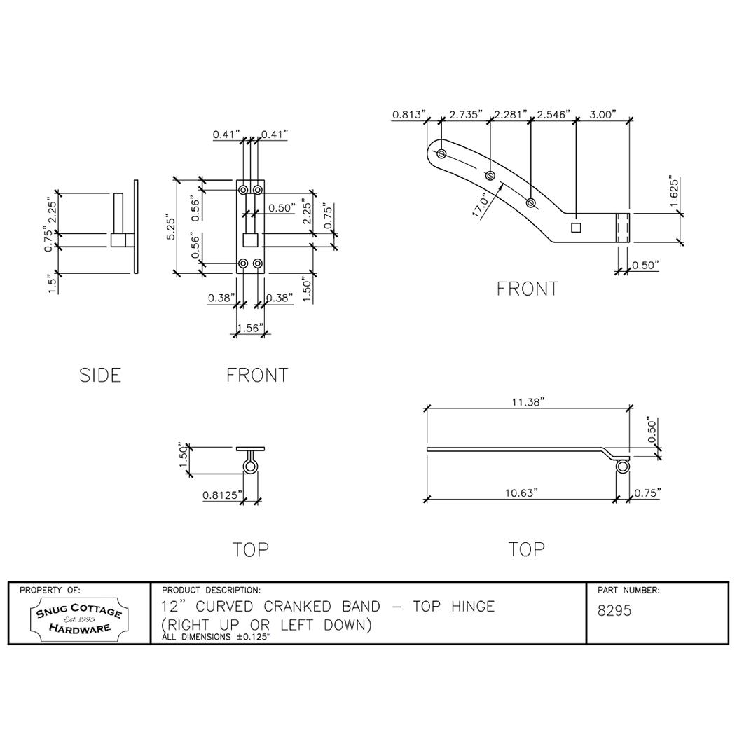 Snug Cottage [8295-12RU2] Forged Steel Gate Strap Hinge Set - Curved ...