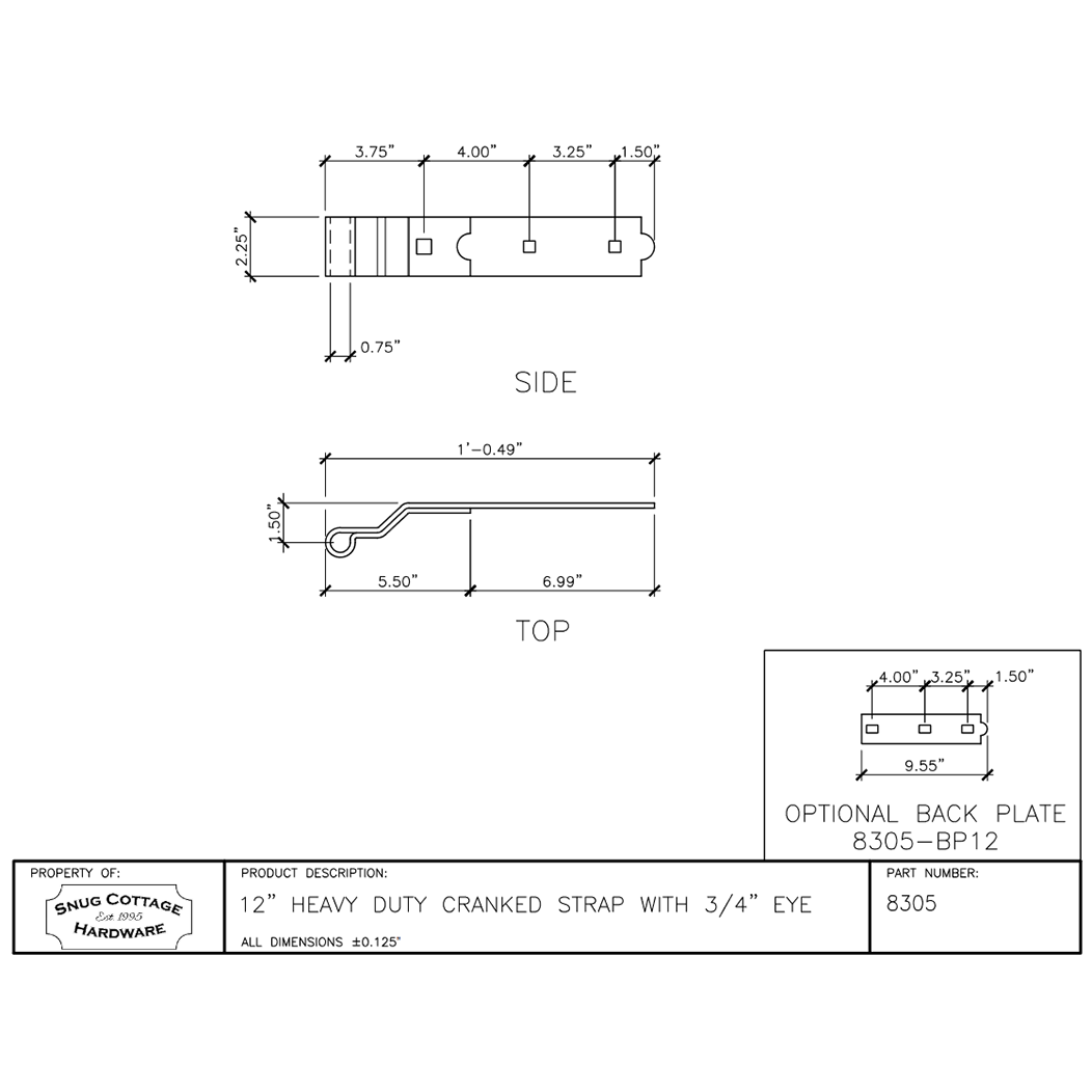 Snug Cottage [8305-122] Steel Heavy Duty Exterior Gate Strap Hinge ...