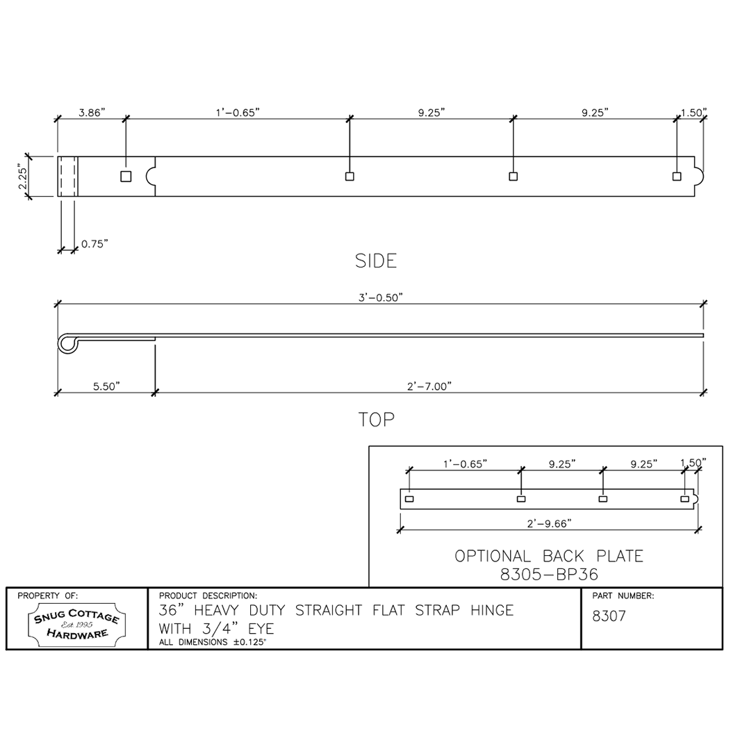 Snug Cottage [8307-362] Steel Heavy Duty Exterior Gate Strap Hinge ...