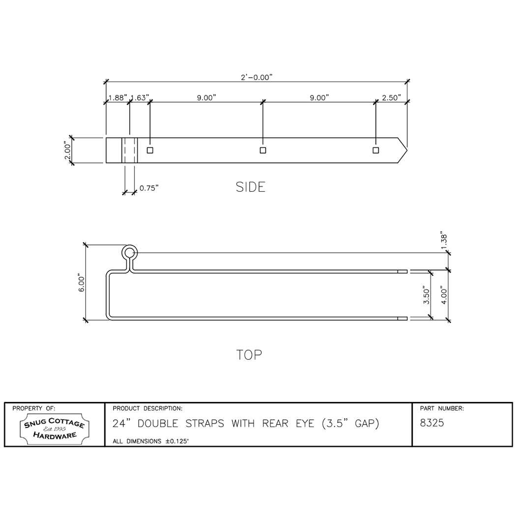 Snug Cottage [8325-242] Steel Heavy Duty Exterior Gate Strap Hinge ...
