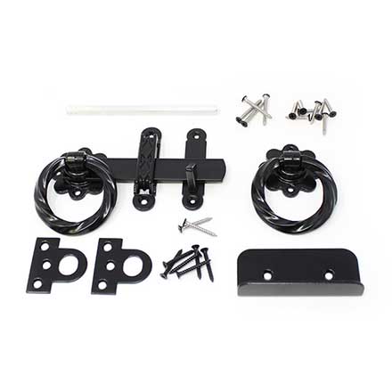 Snug Cottage [4149-LDSP] Exterior Gate Ring Turn Latch - Deluxe Kit - Twisted Ring - Black ...