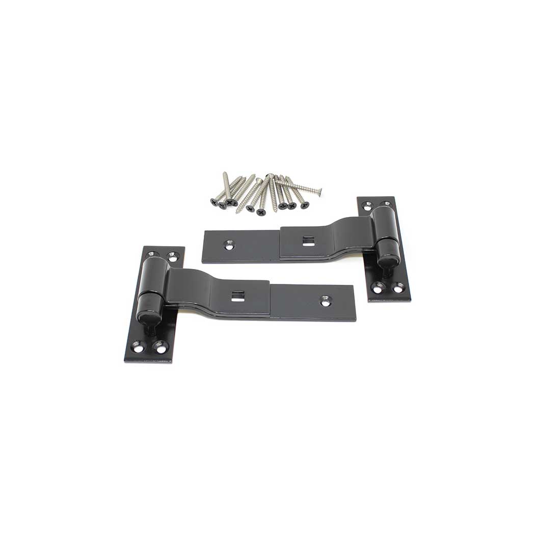 Snug Cottage 6295 07SP Stainless Steel Gate Strap Hinge Set Contemporary Cranked Black Finish 7 L Pair Decorative Hardware Cabinet Door Shutter Window Hardware Bath Architectural Accessories