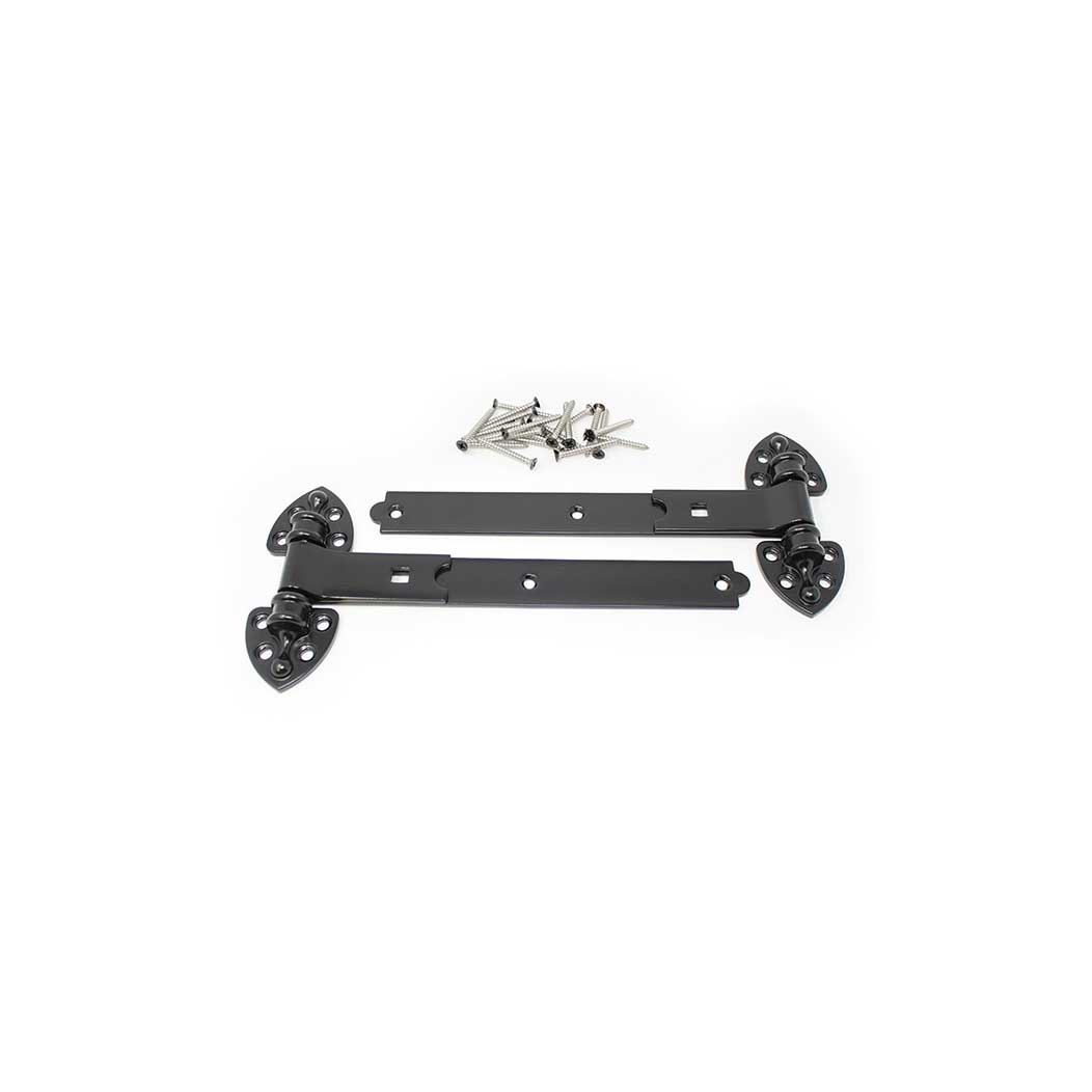 Snug Cottage [8292-12SS] Stainless Steel Gate Strap Hinge Set - Old Fashioned - Black Finish ...