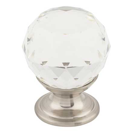 Top Knobs [TK125BSN] Crystal Cabinet Knob - Faceted Globe - Clear - Brushed Satin Nickel Stem ...